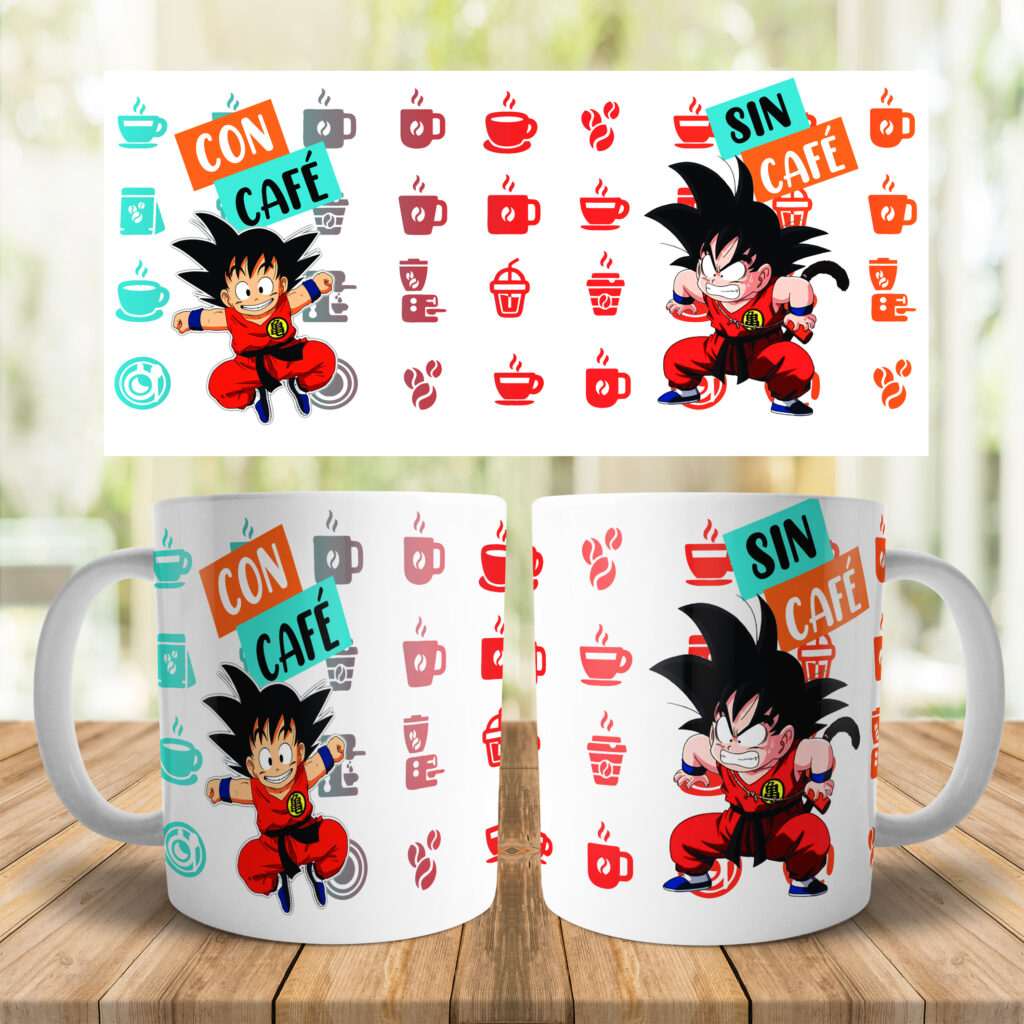 Taza ceramica goku con cafe sin cafe